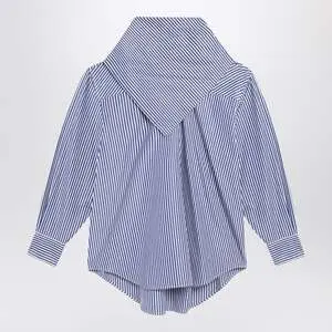 AMI Paris Striped Cotton Bandana Blouse - Blue