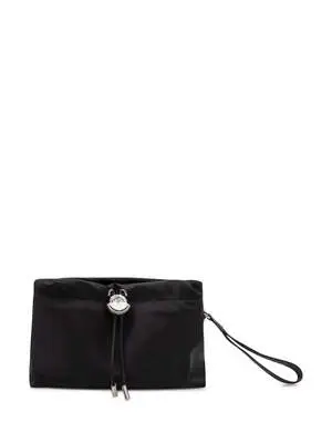 Moncler Compact Handheld Pouch Handbag With Logo Detail - Nero