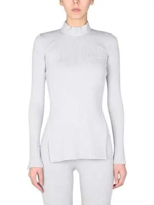 Helmut Lang Ribbed Mock Neck T-shirt - Grey
