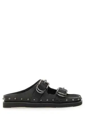 Ash Urus Buckled Sandals With Stud Detailing - Black