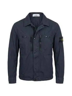 Stone Island Overshirt Jacket With Zip Closure - Blu