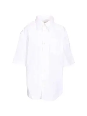 AMI Paris Cotton Wide Short Sleeve Shirt - Blanc
