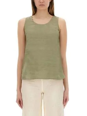 120% Lino Linen Top Size It - Green