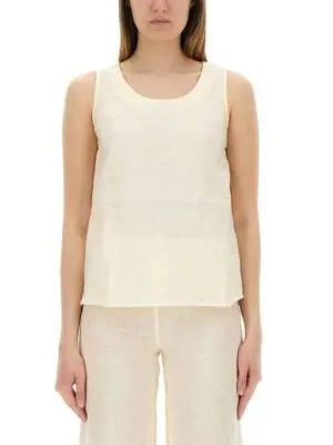 120% Lino Essential Linen Top - Beige