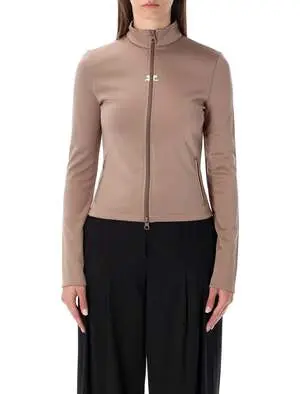 COURREGES Jersey Zip Jacket - Mocha