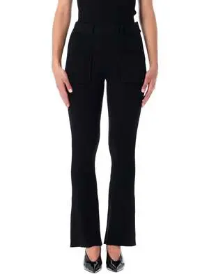 COURREGES Ribbed Knit Flare Pants With Pockets - Black