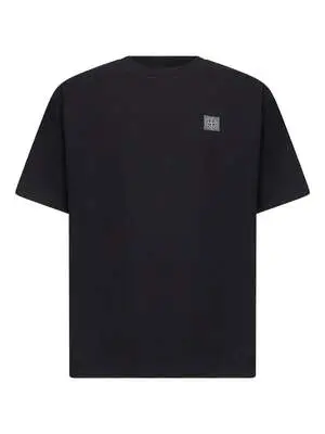 Stone Island Ribbed Neckline T-shirt With Logo Patch Size - Nero