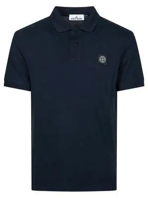 Stone Island Compass-badge Piqué Polo Shirt - Blu