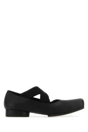 UMA WANG 23mm Square-toe Leather Ballerina Shoes - Black