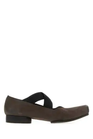 UMA WANG UMA WANG Heeled Ballet Flats In Calf Leather Brown