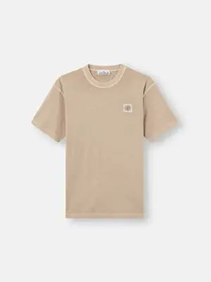 Stone Island Ribbed Neckline Graphic T-shirt Size - Beige
