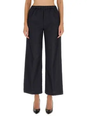 Aspesi Wide Leg Virgin Wool-cashmere Blend Flannel Pants - Blue