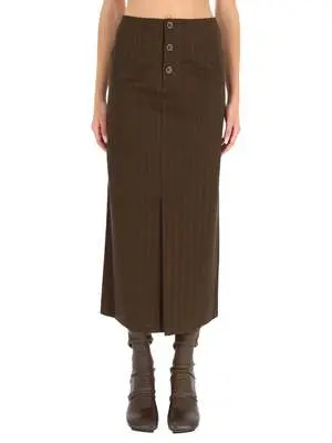 UMA WANG Pinstriped Button Detailed Midi Skirt - Brown