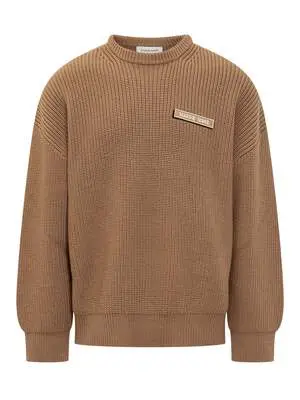 MARINE SERRE Logo Emblem Knit Sweater - Camel