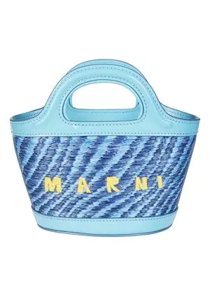 Marni Wavy Raffia-effect Tropicalia Micro Bag - Blu