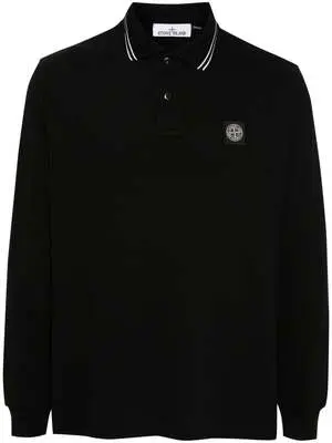 Stone Island Mini Long Sleeve Polo Shirt - Black