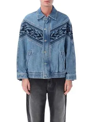MARANT Julian Washed Cotton Denim Jacket With Embroidered Paneling - Blue