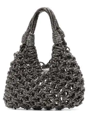 HIBOURAMA Vannifique Crystal-studded Woven Handbag