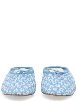 Repetto Ballerina Flats With Floral Print And Drawstring Detail