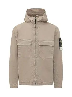 Stone Island Mini Jacket With Hood And Pockets - Desert