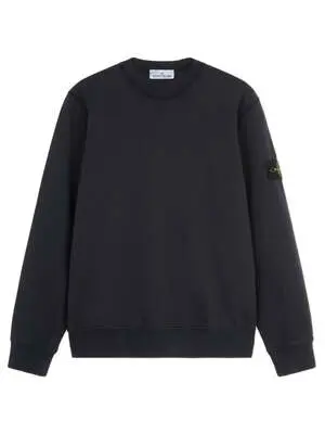 Stone Island Crewneck Sweatshirt With Signature Badge - Blu