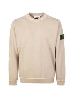 Stone Island STONE ISLAND Crewneck Sweatshirt With Sleeve Badge Beige