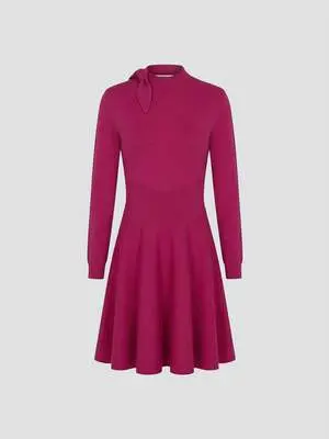 Givenchy Long Sleeve Mini Dress With Tie Neck Detail - Fuchsia