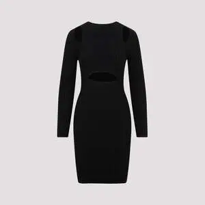 JONATHAN SIMKHAI X WOLFORD Ribbed Cutout Knit Dress - Black