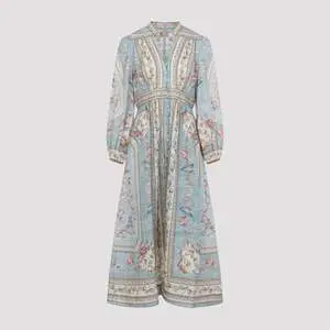Zimmermann Printed Plunge Midi Dress - Multicolour