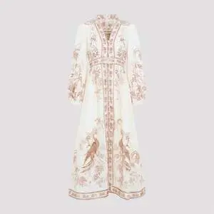 Zimmermann Printed Plunge Midi Dress - Multicolour