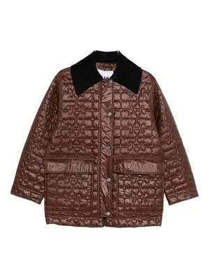 GANNI GANNI Shiny Quilt Midi Jacket Brown