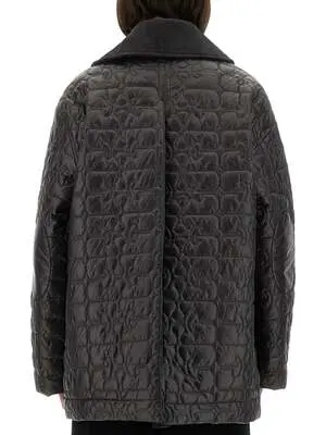 GANNI GANNI Shiny Quilt Midi Jacket Grey