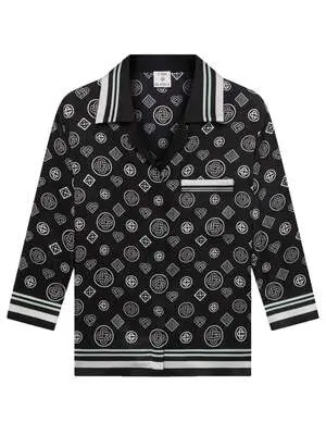 Casablanca Gradient Monogram Short-sleeve Silk Shirt - Black