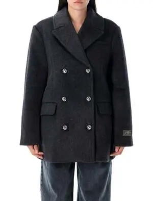 GANNI Double-breasted Recycled Wool Blend Coat