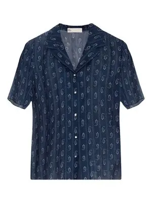 Tory Burch Printed Cotton And Silk-blend Shirt - Blue