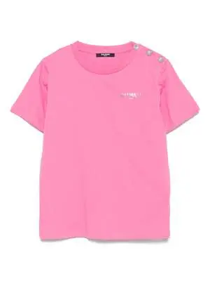 Balmain Stylish T-shirt With Decorative Gold Buttons Fw25 - Fucsia