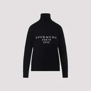 Givenchy Wool Cashmere Turtleneck Sweater With Signature - Black