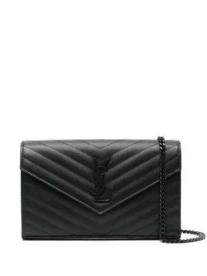 Saint Laurent Cassandre Chain Wallet - Black