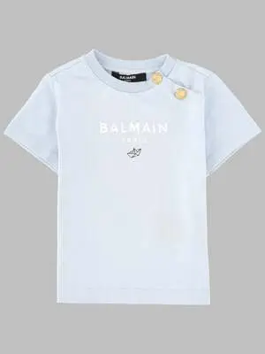 Balmain Mini Cotton T-shirt With Button Detail