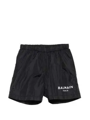 Balmain Swim Shorts With Mesh Lining And Logo - Black