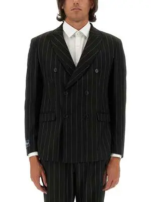 FAMILY FIRST Pinstripe Double-breasted Blazer