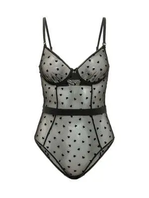 Fiorucci Heart Motif Mini Bodysuit - Black