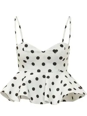 Fiorucci Polka Dot Peplum Top With Sweetheart Neckline - White
