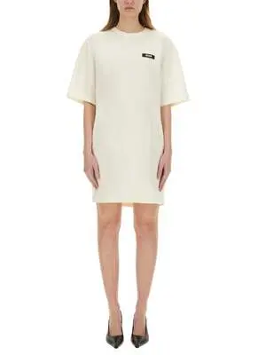 MSGM Logo Detail Mini Dress - Ivory