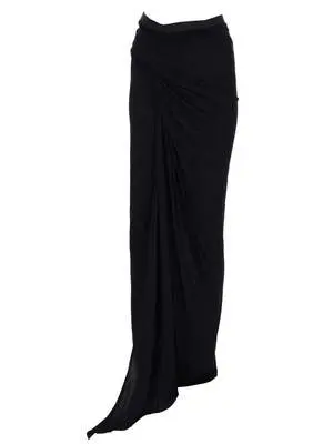 Rick Owens Maxi Skirt With Draped Detailing - Black