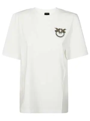 Pinko Logo Embroidered T-shirt - Bianco