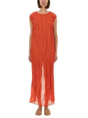ALYSI Metallic Gauze Longuette Dress - Red