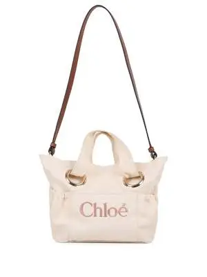 Chloé Two Handles Shoulder Bag With Embroidered Logo W40 X H25 X D12 Cm - White