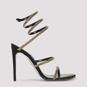 RENE` CAOVILLA High Heel Sandals With Strass Embellishments - Black