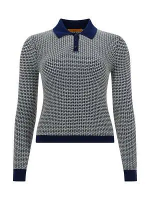 Guest In Residence Monogram Jacquard Knit Polo Sweater